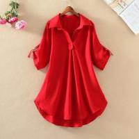 China Women’s Summer Mid Length Short Sleeve Chiffon Shirt for sale