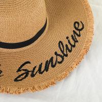 China Custom logo wide brim summer beach straw floppy hat for woman for sale