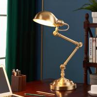 China American Retro Brass Bedside & Study Table Lamp – Adjustable Height Vintage Design for sale