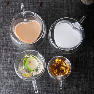 China Double Layers Glass Cup-Heart Shape for sale