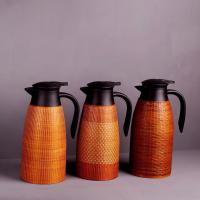 China Handmade bamboo woven thermos kettle for sale