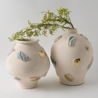 China Luxury Handmade Geometric Patch Ceramic Vase for sale