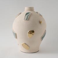 China Luxury Handmade Geometric Patch Ceramic Vase for sale