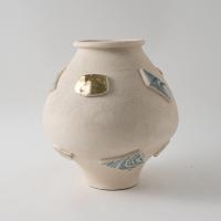 China Luxury Handmade Geometric Patch Ceramic Vase for sale