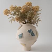 China Luxury Handmade Geometric Patch Ceramic Vase for sale