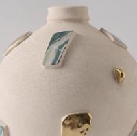 China Luxury Handmade Geometric Patch Ceramic Vase for sale
