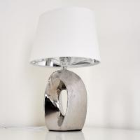 China Modern Silver Ceramic Table Lamp with White Fabric Shade for sale