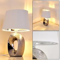 China Modern Silver Ceramic Table Lamp with White Fabric Shade for sale
