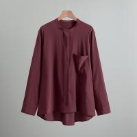 China Mulberry Silk Stand-Up Collar Long Sleeve Shirt for sale