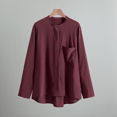 China Mulberry Silk Stand-Up Collar Long Sleeve Shirt for sale