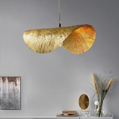 China Nordic Lotus Leaf Inspired Gold Copper Chandelier – Modern Pendant Light for sale