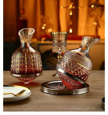 China Painted gold tumbler high-grade rotating crystal wine glass set for sale