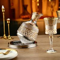 China Painted gold tumbler high-grade rotating crystal wine glass set for sale