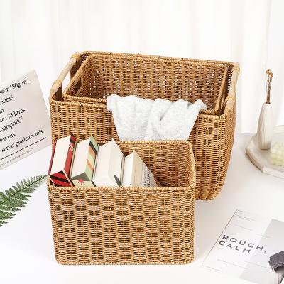 China Premium Artificial Rattan Woven Storage Basket with Handles – Durable, Stylish & Multi-Purpose for sale