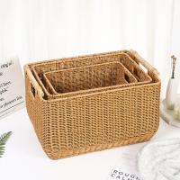 China Premium Artificial Rattan Woven Storage Basket with Handles – Durable, Stylish & Multi-Purpose for sale