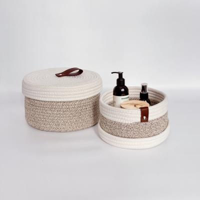 China Premium Jute & Cotton Rope Storage Baskets with Lids for sale