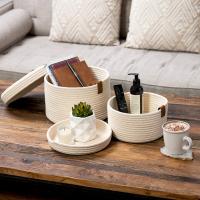 China Premium Jute & Cotton Rope Storage Baskets with Lids for sale
