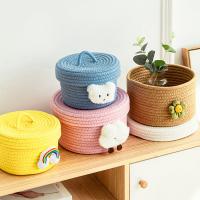 China Premium Jute & Cotton Rope Storage Baskets with Lids for sale