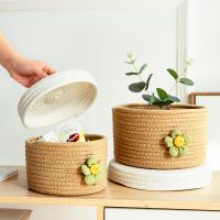China Premium Jute & Cotton Rope Storage Baskets with Lids for sale