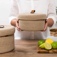 China Premium Jute & Cotton Rope Storage Baskets with Lids for sale