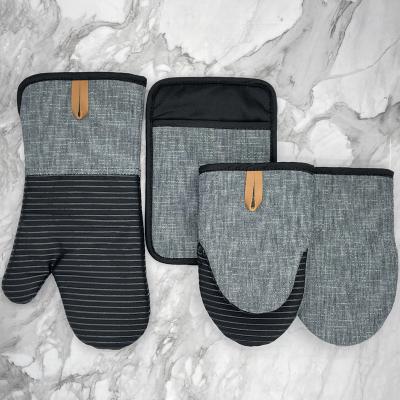 China Premium Quality Oven Gloves Pair – 500°F Heat Resistant, Flexible, 100% Cotton with Food-Grade Silicone for sale