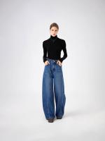 China Wide leg loose non-elastic mopping jeans pants for sale