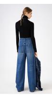 China Wide leg loose non-elastic mopping jeans pants for sale