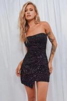 China Women Sequin Strapless Off Shoulder Sleeveless Mini Dresses for sale