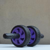 China Double Wheel Abdominal Ab Roller with slip-resistant Handles for sale