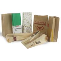 China Custom Size Food Flat Bottom Thin Kraft Bread Paper Bag No Handle With Logo for sale