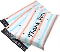 China Sustainable Waterproof Compostable Mailing Bag With Color Stripe And Thank You Print For Packaging for sale