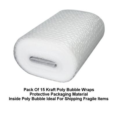 China Pack Of 15 Kraft Poly Bubble Wraps Protective Packaging Material Inside Poly Bubble Ideal For Shipping Fragile Items for sale