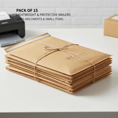China Pack Of 15 Kraft Bubble Mailers Lightweight Durable Protective Envelopes Suitable For Shipping Documents And Small Items for sale
