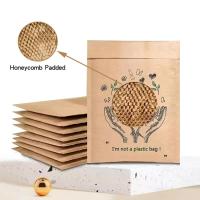China Custom Compostable Kraft Paper Envelope Mailers Recyclable 100% Biodegradable Honeycomb Padded Shipping Packaging Mailing Bags for sale
