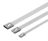 China 7.9*600mm Self Locking Cable Tie 304 316 Stainless Steel Industrial Grade Metal Zip Ties for sale