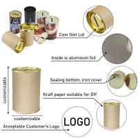 China Customizable Round Kraft Paper Piggy Bank DIY Friendly Money Saving Box for sale