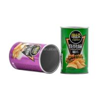 China Easy Open Lid Composite Potato Chips Packaging Paper Cans With Plastic Lid for sale
