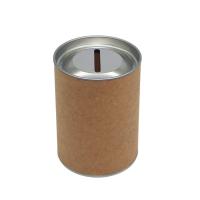 China Custom Cylindrical Kraft Paper Charity Piggy Bank With Slot Opening for sale