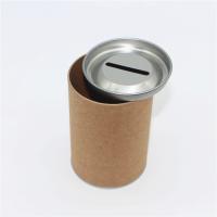 China Custom Cylindrical Kraft Paper Charity Piggy Bank With Slot Opening for sale