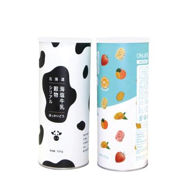 China Food Grade Oatmeal Paper Can Packaging With Aluminum Foil Seal Dustproof Lid for sale