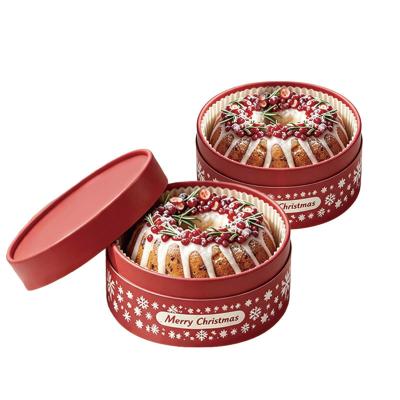 China Heat Resistant Christmas Cake Packaging Tin For 220°C High Temperature Oven for sale