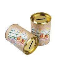China Customizable Round Kraft Paper Piggy Bank DIY Friendly Money Saving Box for sale