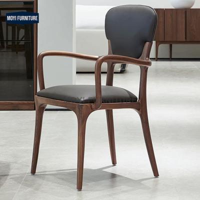 China Standard Size Hotel Cafe Dining Chair with Wooden Frame and Soft Cushion Armrests - 18