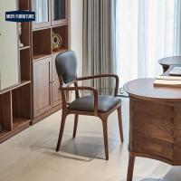 China Standard Size Hotel Cafe Dining Chair with Wooden Frame and Soft Cushion Armrests - 18