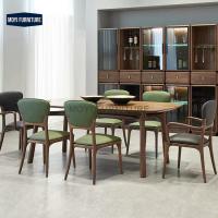 China Standard Size Hotel Cafe Dining Chair with Wooden Frame and Soft Cushion Armrests - 18