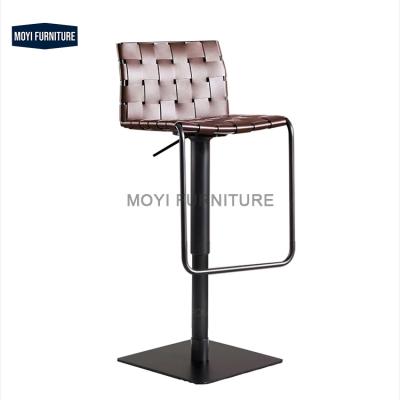 China Commercial Bar Stool with Saddle Leather Seat and Stainless Steel Frame - 30 Inch Height for Restaurant Use for sale