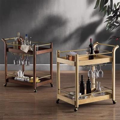 China Modern Iron and Wood Trolley with Wooden Cart Wheels for Hotels and Bars - Industrial Grade Construction for sale