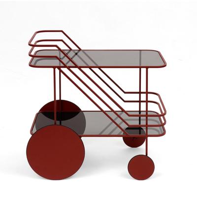 China Luxury Gold Stainless Steel Tea Coffee Serving Trolley - Nordic Metal Kitchen Rack with Acrylic Shelves for Hotels for sale