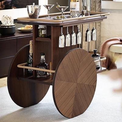 China Black Iron Frame Wooden Serving Cart - Portable Food Trolley for Restaurant Hotel Home Use with 4 Casters for sale