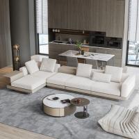 China Italian Design Genuine Leather L-Shaped Sectional Sofa Set in Modern White Finish for Living Room for sale
